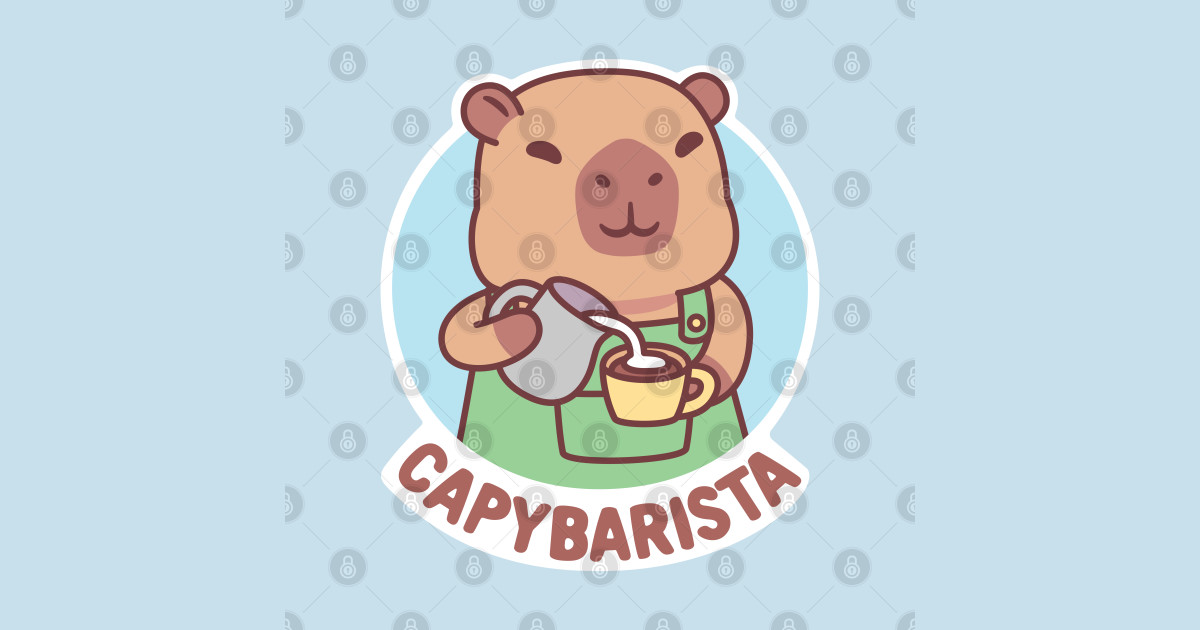 Cute Capybara Barista And Coffee Funny Pun - Cute Capybara - T-Shirt ...