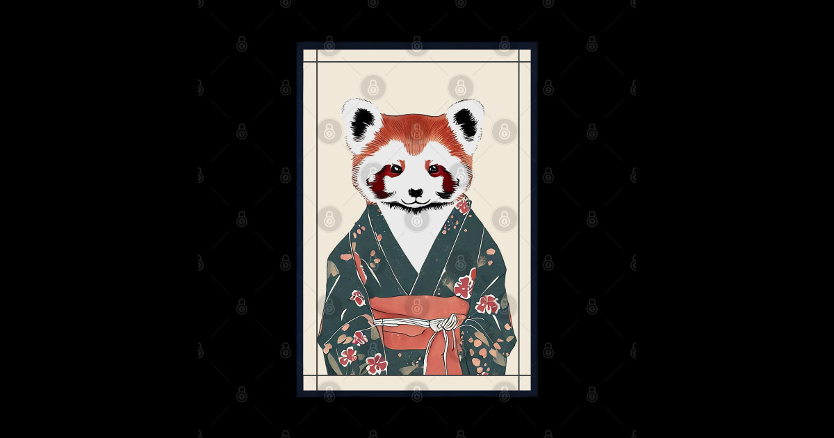 Red panda wear kimono japanese vintage - Red Panda Kimono Japan 90s ...