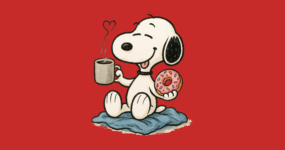 Peanuts - Donut Coffee Snoopy - Snoopy - T-Shirt | TeePublic