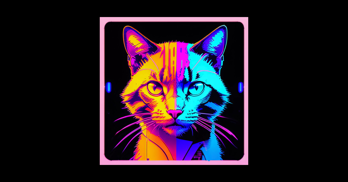 Synthwave Cat - Synthwave - Sticker | TeePublic