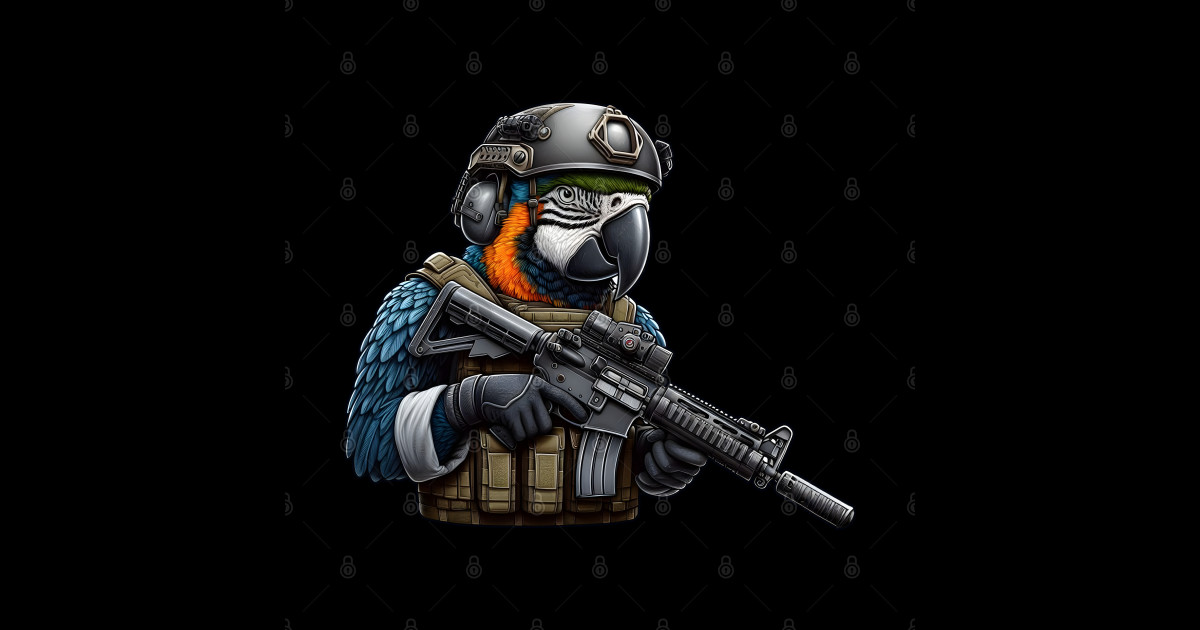 Tactical Parrot - Parrot - Sticker | TeePublic