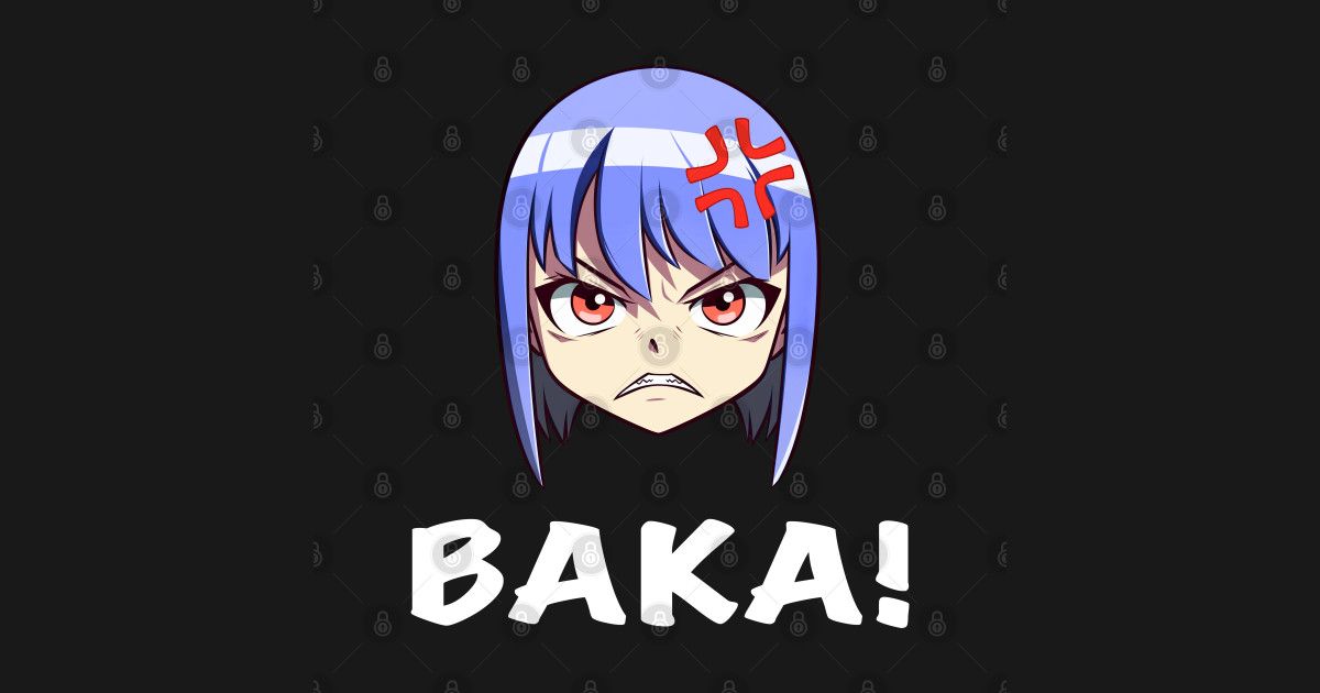 Angry Anime Face Emoji Baka! - Anime Shirt - Anime Quotes - T-Shirt ...