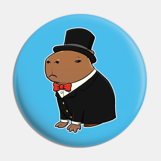 Gentleman Capybara Groom - Capybara - Pin | TeePublic