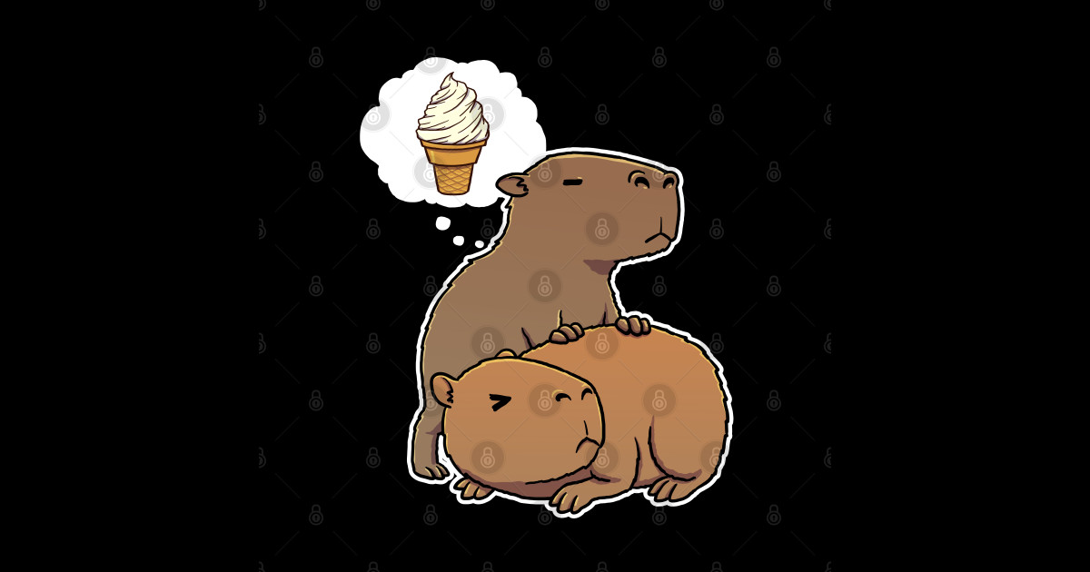 Capybara hungry for Vanilla Ice Cream Cone - Capybaras - Sticker ...