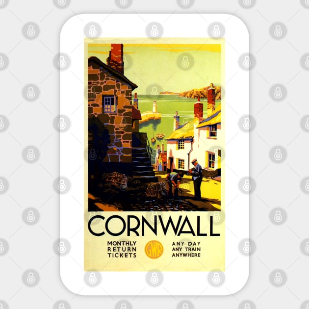 Vintage Travel - Cornwall - Vintage Travel Cornwall - Sticker | TeePublic