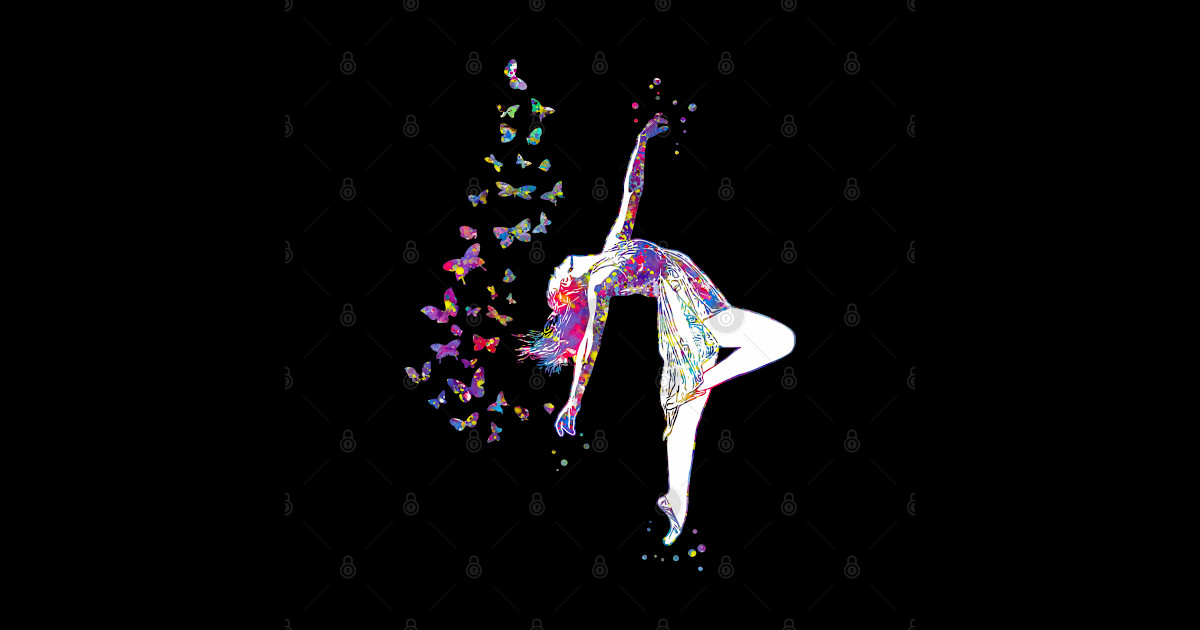 Lyrical Dancer Girl and Butterflies - Lyrical Dancer Artwork - Sticker ...