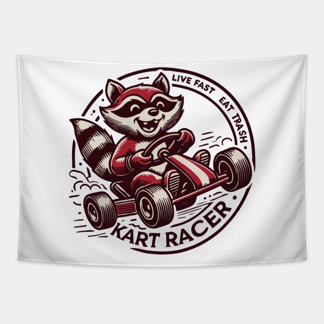 Kart Racer Raccoon: Live Fast & Eat Garbage - Children - Tapestry ...