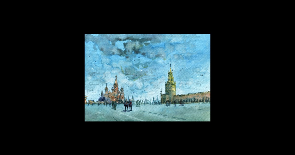 Russia - Red Square painting - Russia Red Square Painting - Sticker ...