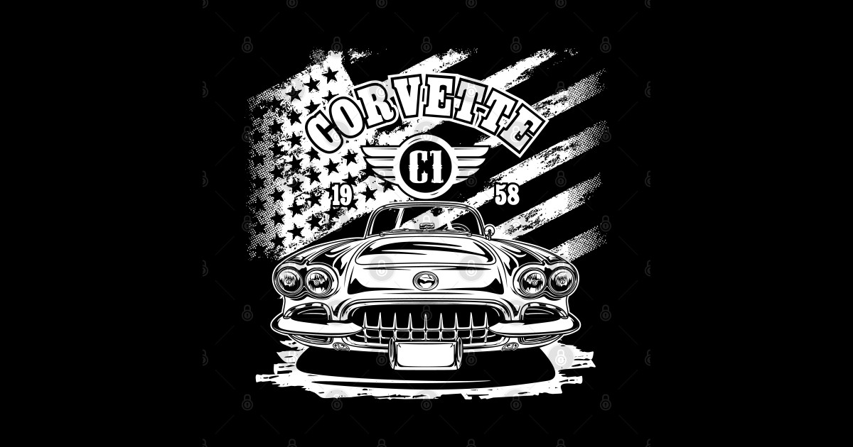 Corvette C1 1958 - White Print - Chevrolet Corvette - Sticker | TeePublic