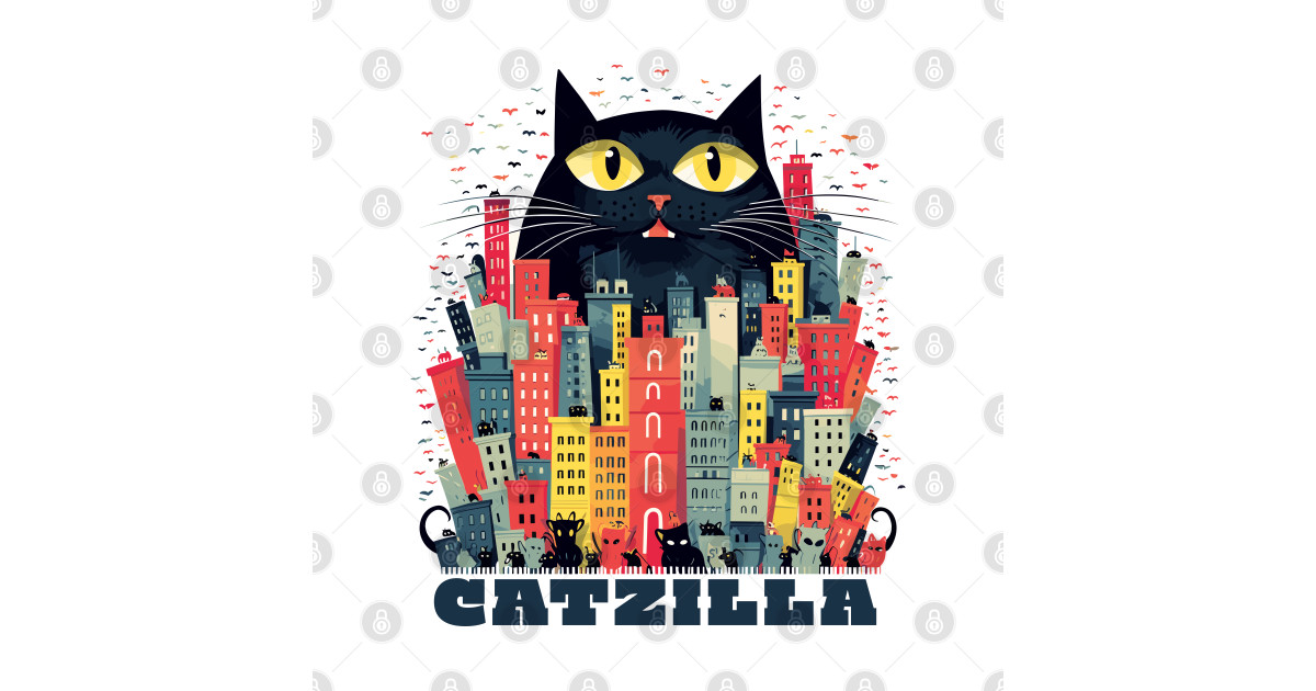 Catzilla - Cat - T-Shirt | TeePublic