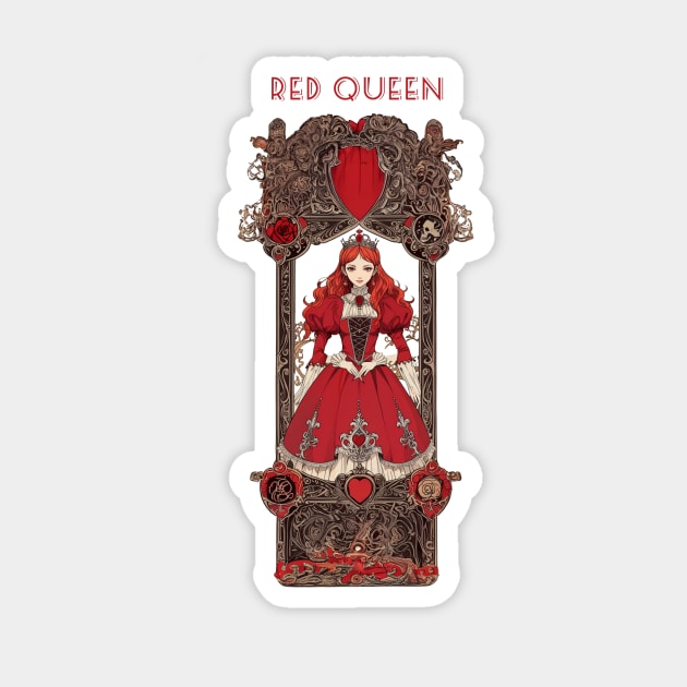 RED QUEEN ILLUSTRATION ANIME STYLE - Red Queen - Sticker | TeePublic