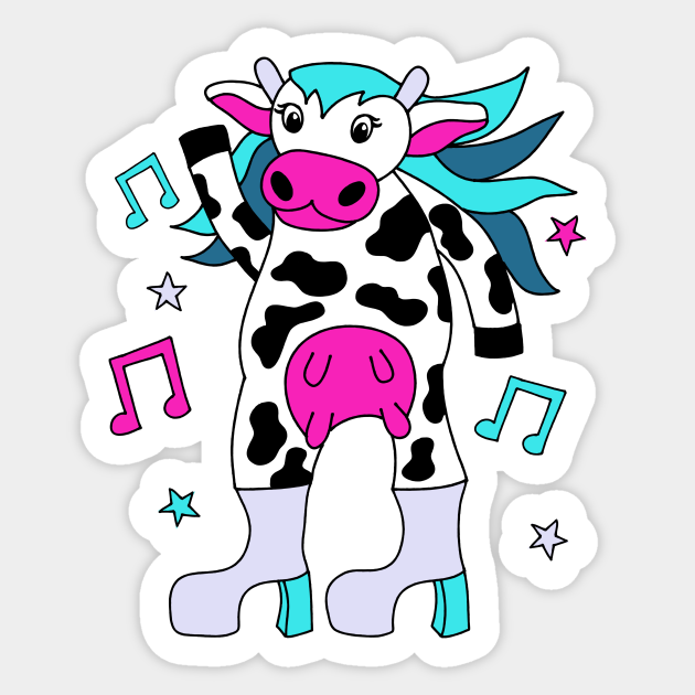 Disco Cow Girl - Cows - Sticker | TeePublic
