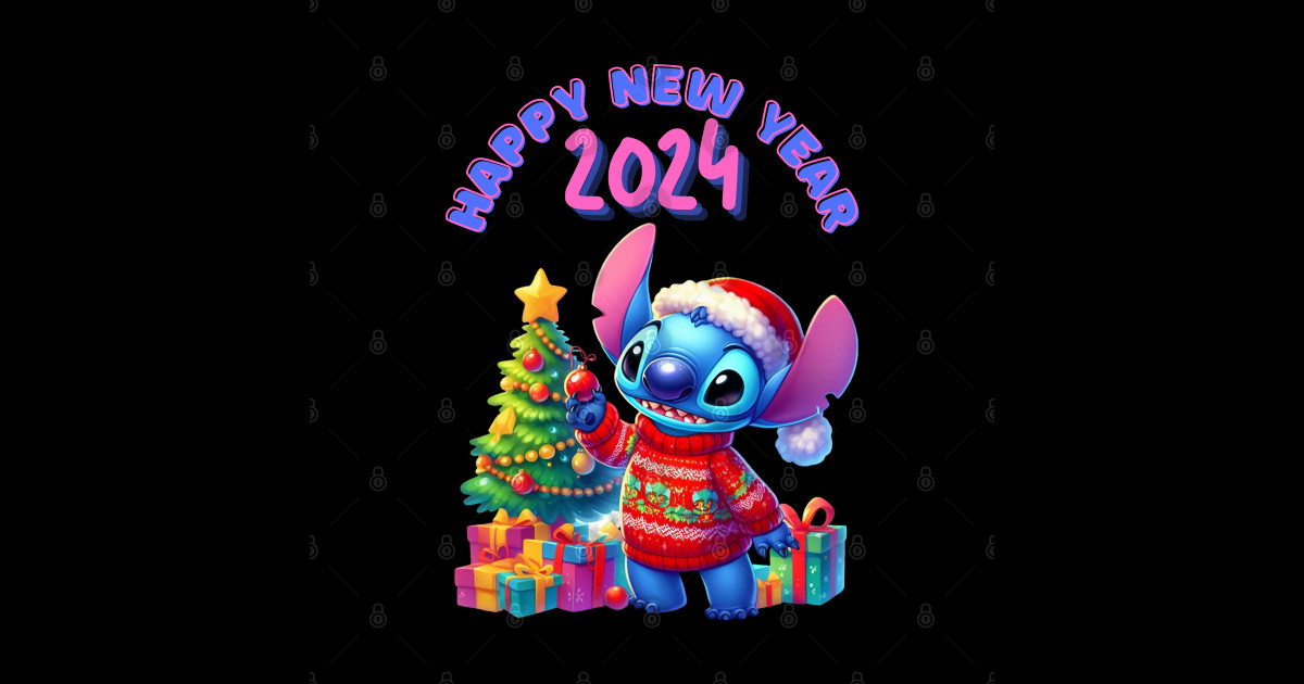 Happy New Year Stitch - Happy New Year Stitch - Sticker | TeePublic