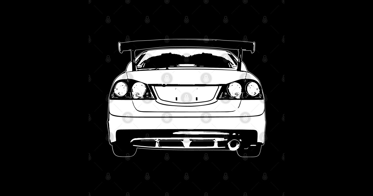 White Civic Type R FD2 Back View Sketch Art - Civic - Posters and Art ...