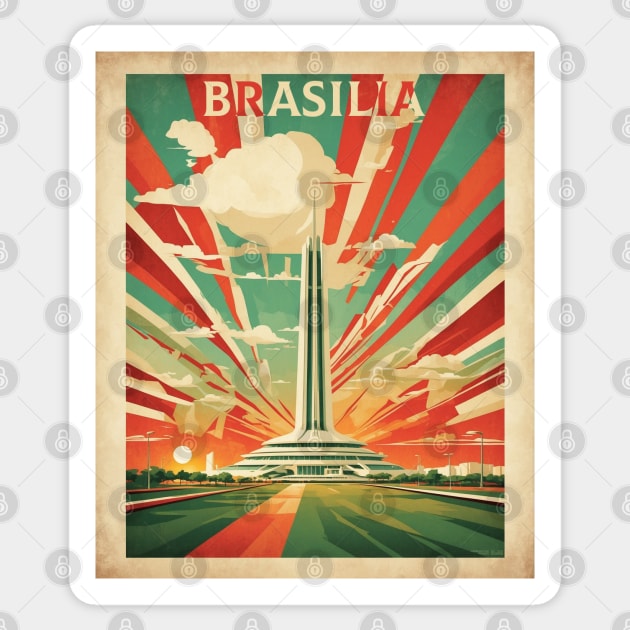 Brasilia Brazil Vintage Tourism Travel Poster - Brazil - Sticker ...