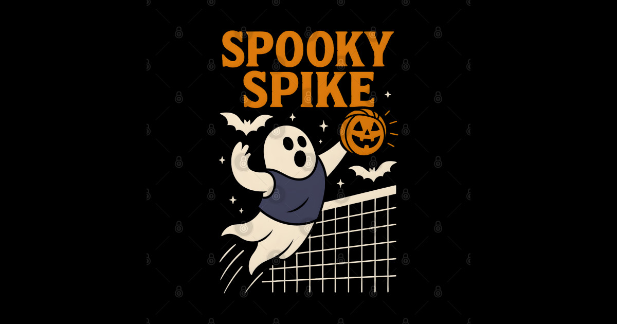 Spooky Spike Ghost Volleyball Halloween Graphic Gift - Halloween ...