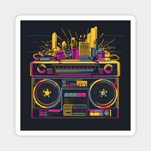 Ghetto Blaster Boom Box 80s Hip-Hop Stereo - Boombox - Magnet | TeePublic