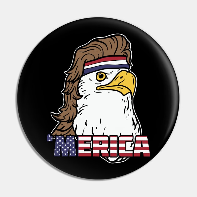 'Merica Bald Mullet Eagle Design - Merica - Pin | TeePublic