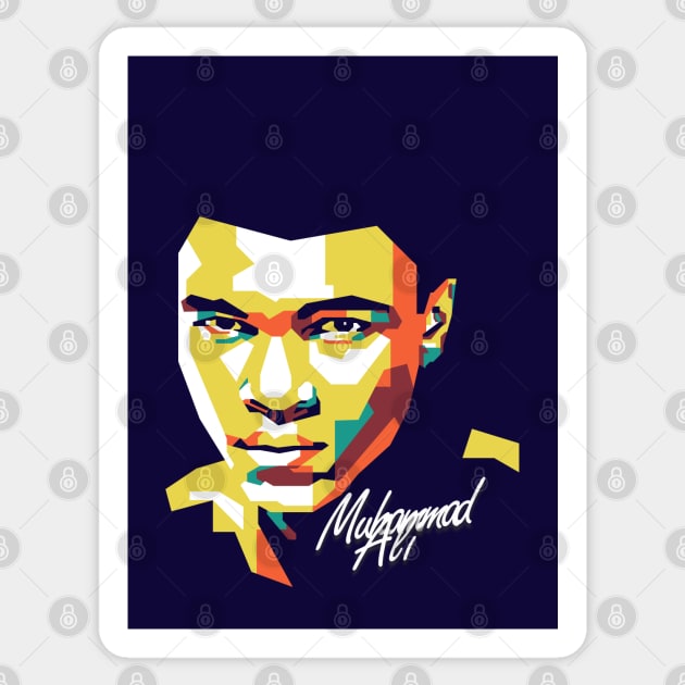 Muhammad Ali on WPAP - Muhammad Ali Art - Sticker | TeePublic