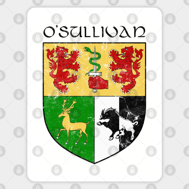 O'Sullivan / Faded Style Family Crest Design - Osullivan - Sticker ...