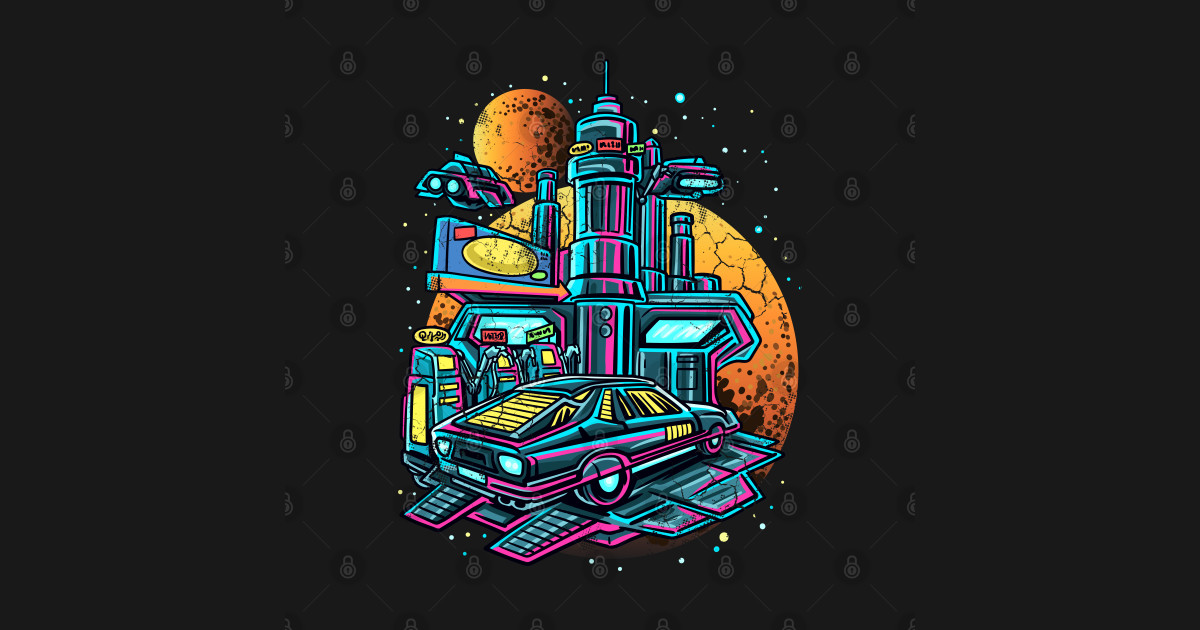 Sci Fi Retro Gas Station Space Car Crafts UAPS UFO - Sci Fi - T-Shirt ...