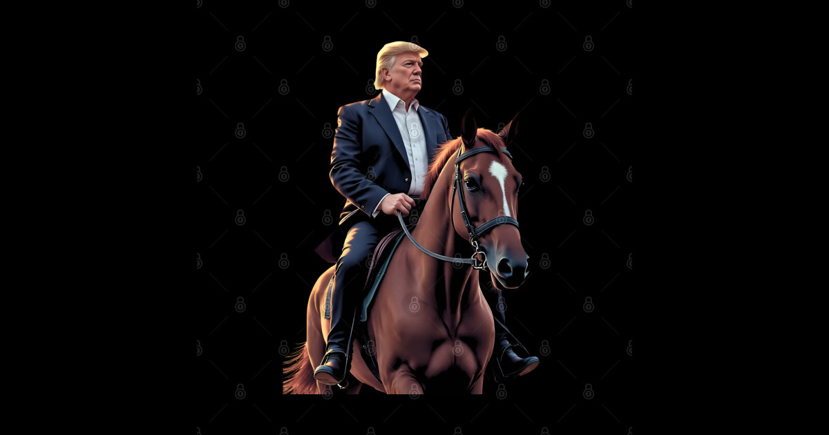 President TRUMP Riding horse - President Trump Riding Horse - Sticker ...