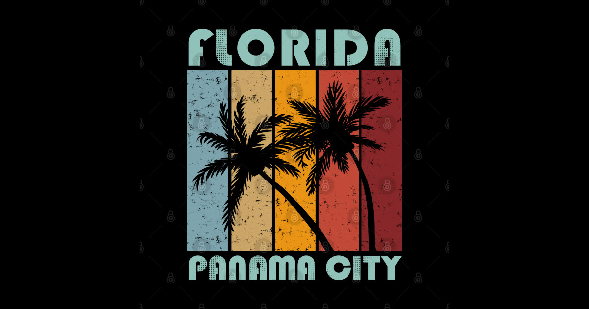 Panama City Beach Florida Graphic Vintage - Panama City - Tapestry ...