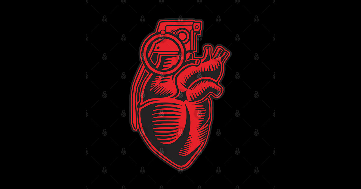 Grenade Heart Artwork - Artistic - Sticker | TeePublic