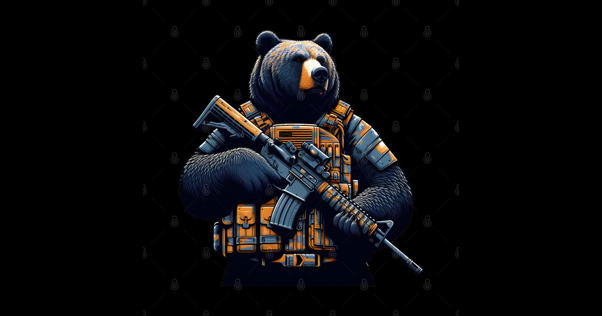 Tactical Grizzly Bear - Grizzly - Sticker | TeePublic
