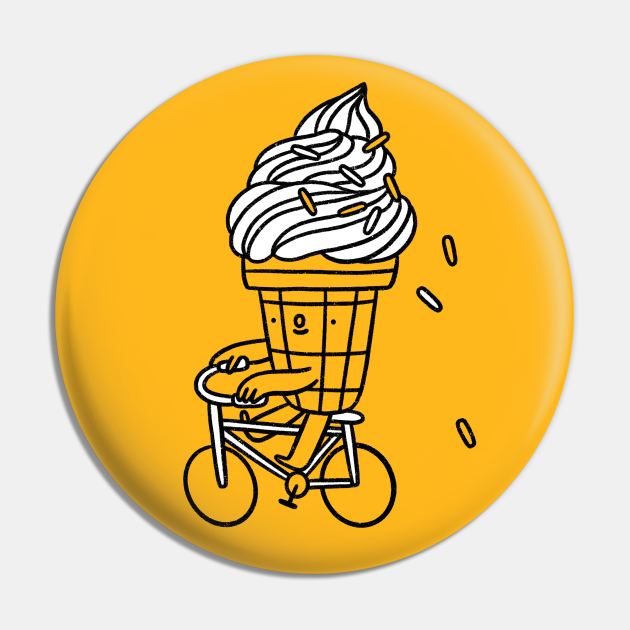 Ice cream riding a bicycle - Ice Cream - Pin | TeePublic