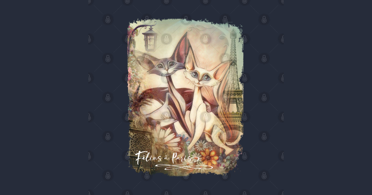 The Cats of Paris. Cartoon. Caricature. Orig. art. - Cats - T-Shirt ...