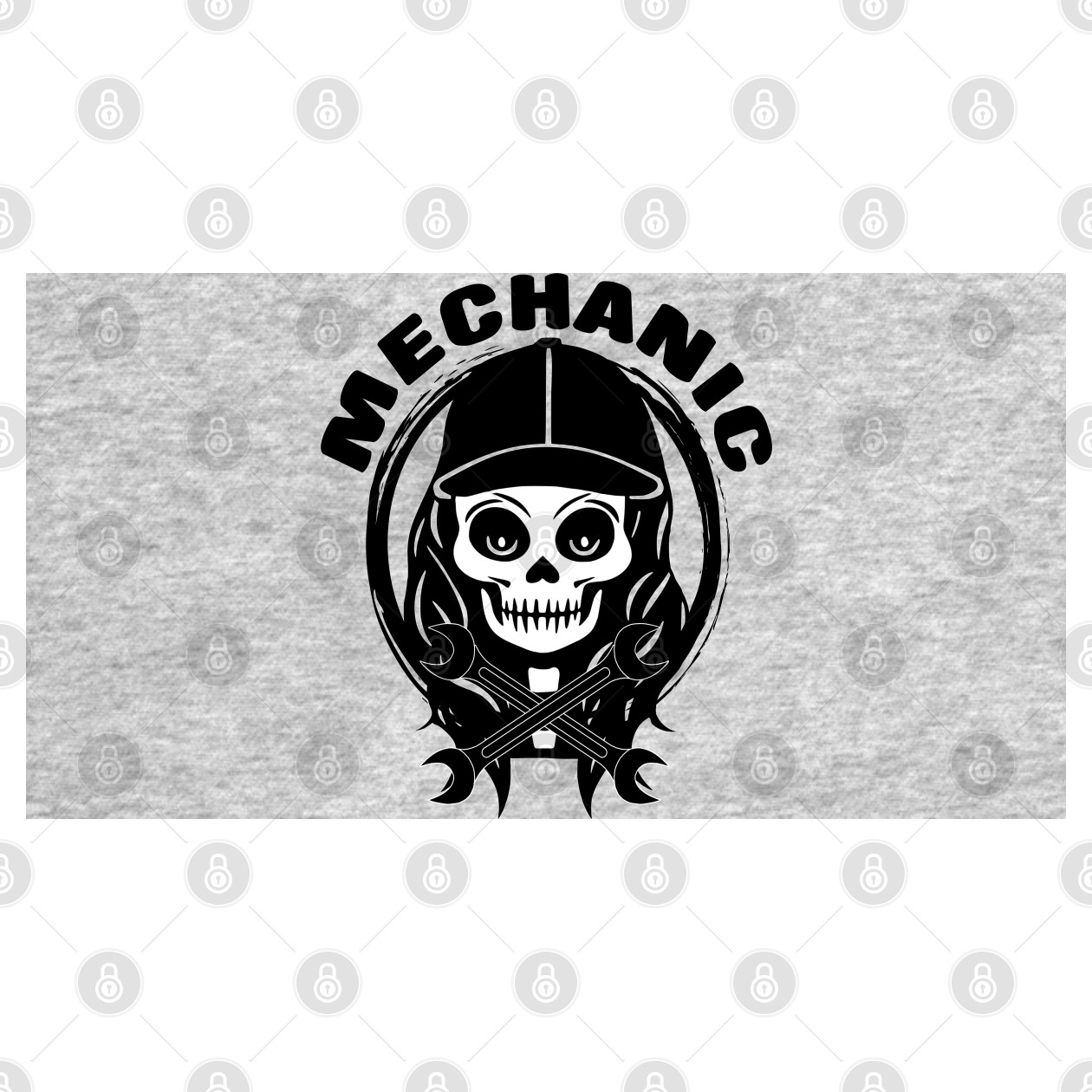 Female Mechanic Skull and Spanners Black Logo - Mechanic - T-Shirt ...