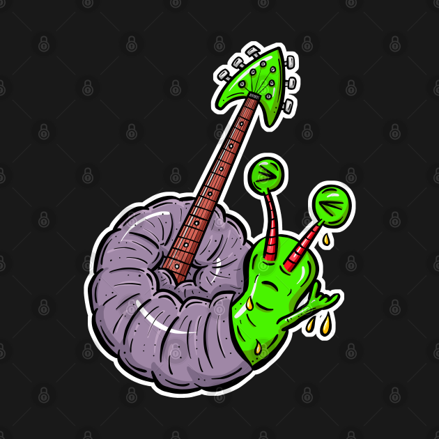 Evil Rock Snail Guitar Cartoon - Electric Guitar - T-Shirt | TeePublic