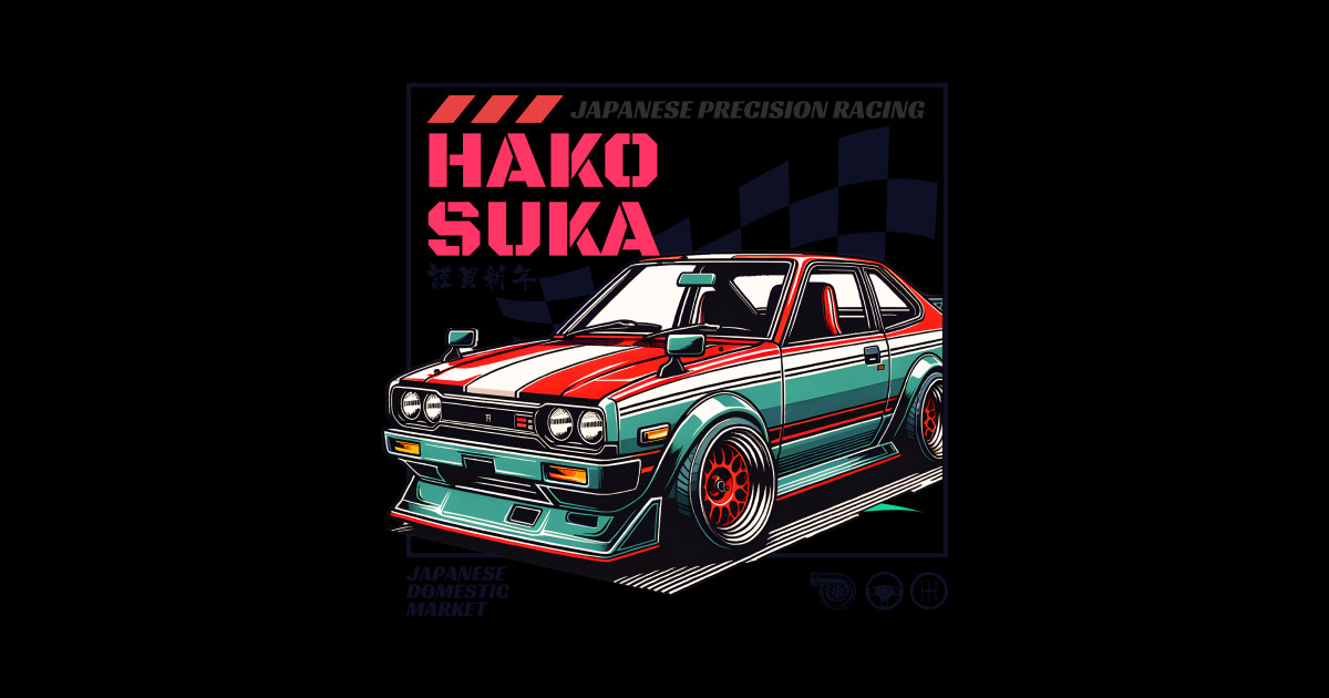 Retro JDM Hakosuka Japanese Racing Flag - Jdm - Sticker | TeePublic