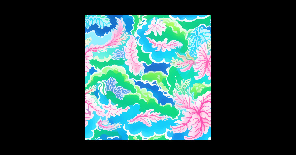 Preppy coral reef, sea foam, waves, corals - Preppy - Sticker | TeePublic