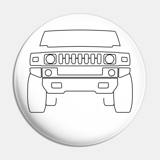 Hummer H2 outline graphic (black) - Hummer - Pin | TeePublic