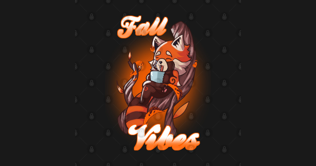 Fall Vibes - Cute Relaxing Red Panda - Red Panda - T-Shirt | TeePublic