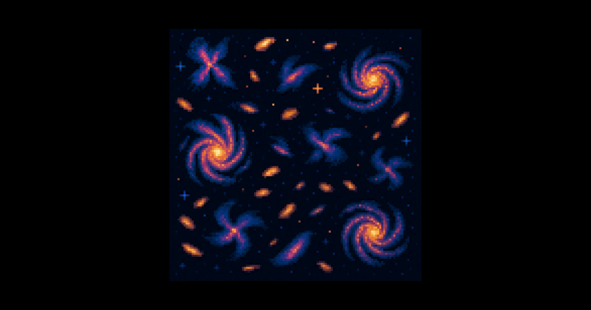 Galactic Spiral Pixel Art – Colorful Galaxy Cluster in Deep Space ...