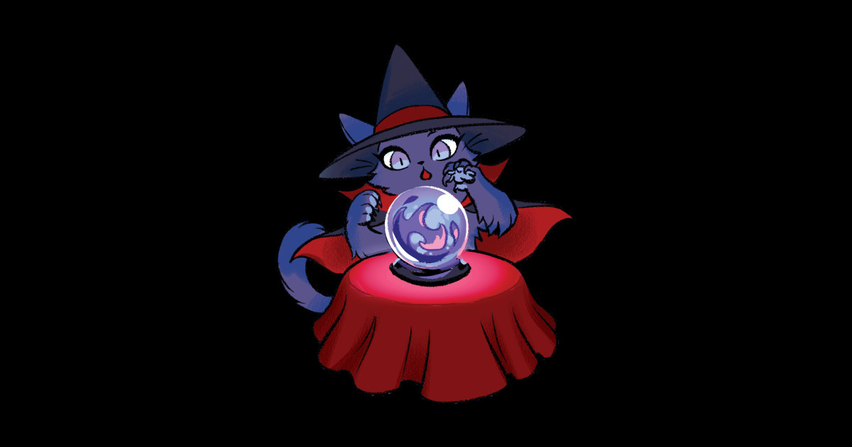 Witchy Kitty Crystal Ball - Witch Kitty - Sticker | TeePublic