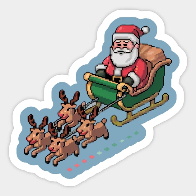 Pixel Art Sleigh - Santa Claus Sleigh - Sticker | TeePublic