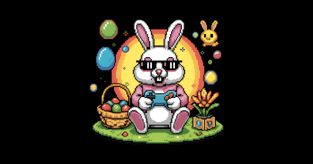 Easter Video Game Bunny Eggs Gaming Gamer - Easter Day - Sticker ...