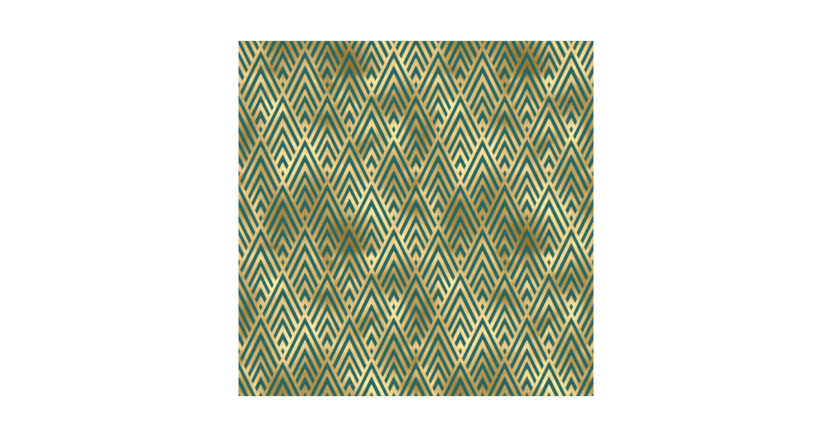 Teal and Gold Vintage Art Deco Chevron Pattern - Teal Chevron - T-Shirt ...