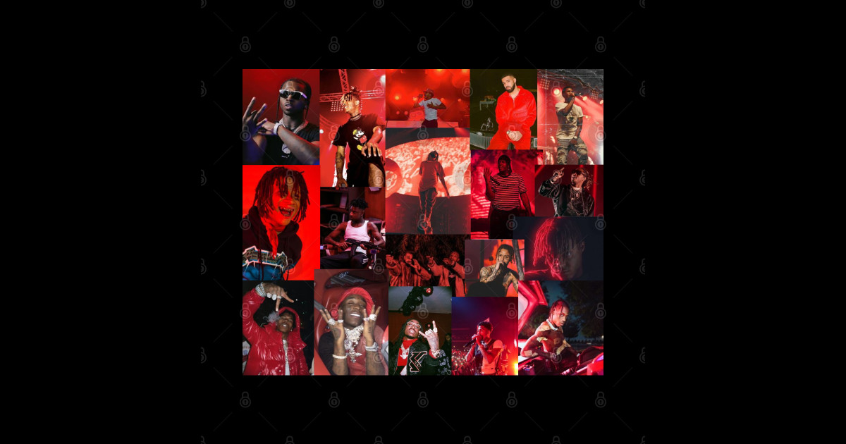 red rap collage - Album - Sticker | TeePublic