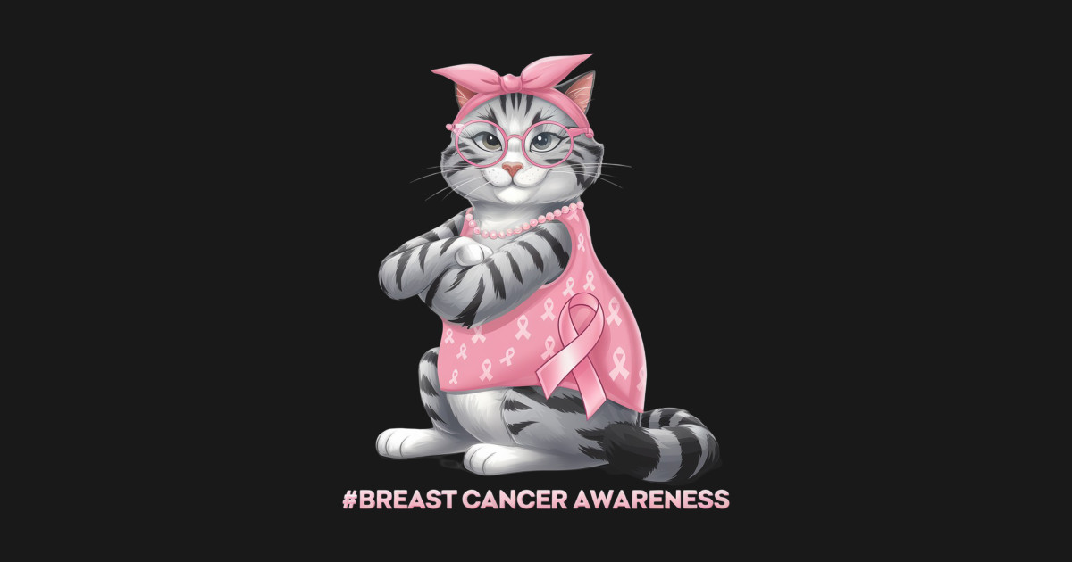 Funny Cat Pink Ribbon In October We Wear Pink Breast Cancer - Breast ...
