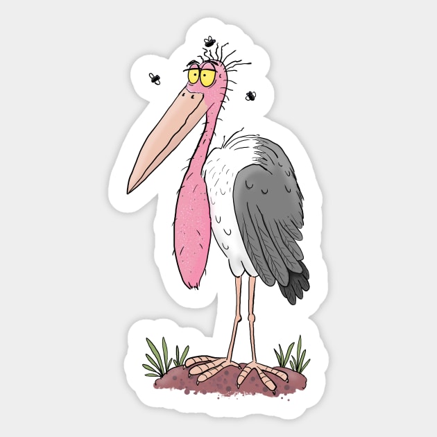 Funny marabou stork cartoon - Marabou Stork - Sticker | TeePublic