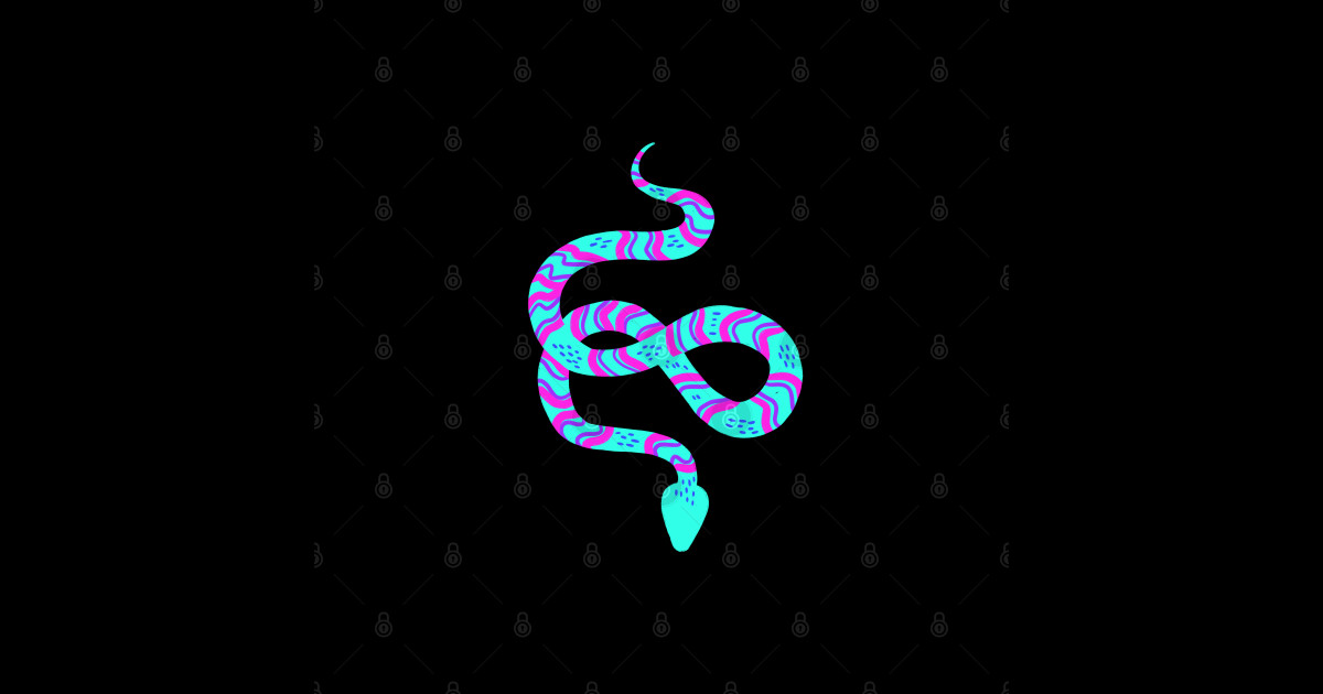 Neon Snakes on Blue - Graphic Design - Sticker | TeePublic