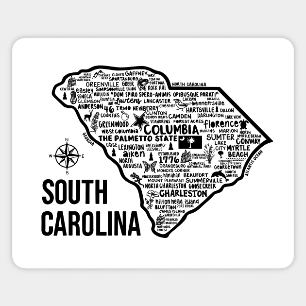 South Carolina Map - South Carolina Art - Sticker | TeePublic