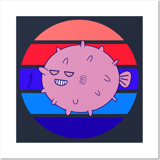 Kawaii Cute Grinning Pufferfish, Vintage Sun Pufferfish Lover ...