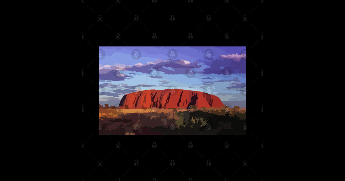 Uluru Sunset Digital Painting - Uluru - Sticker | TeePublic