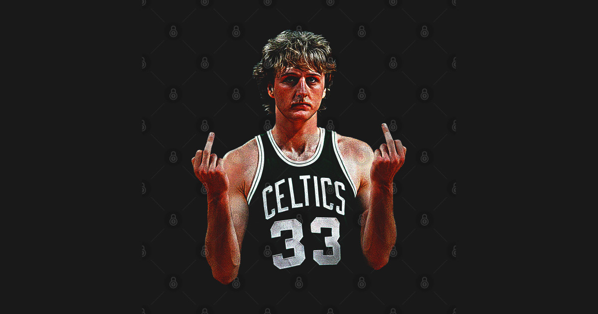 Larry Bird Middle Finger Retro - Larry Bird - T-Shirt | TeePublic